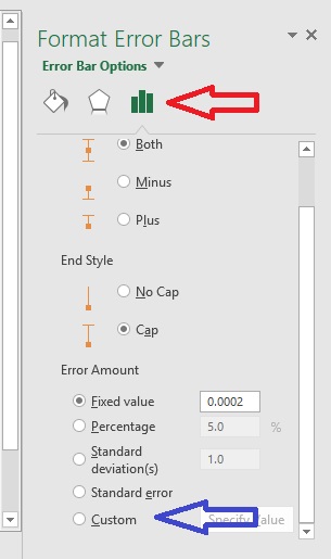 Error Bars - Excel 2016